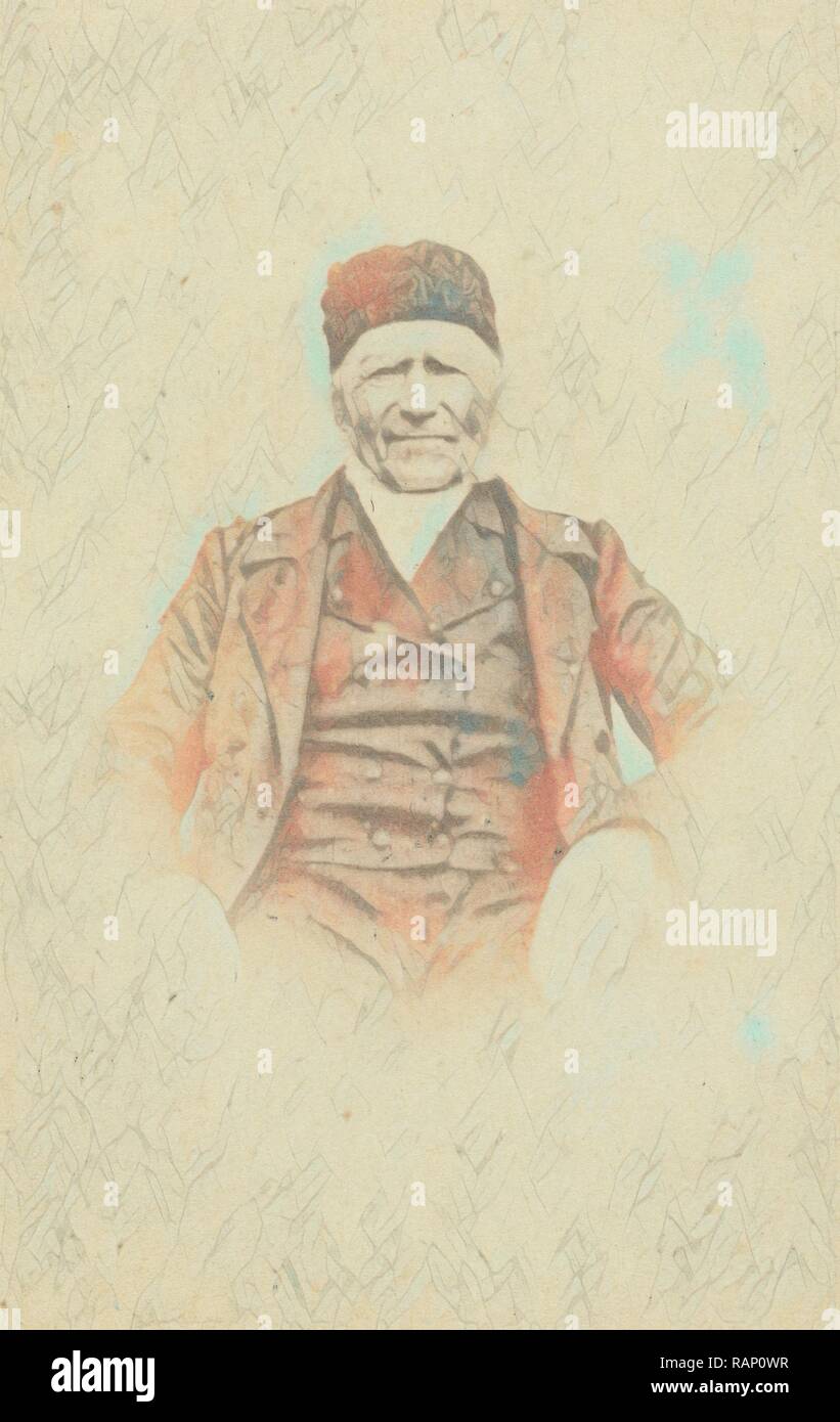 Portrait of an old man with a fur hat on, Franz Wilhelm Deutmann, 1860 ...