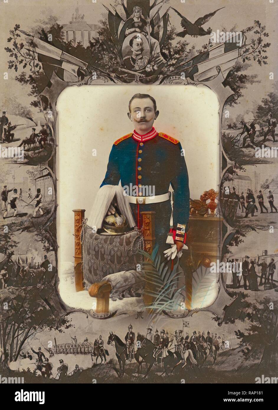 Portrait of a German soldier, Emil Giese, c. 1890 - c. 1910. Reimagined ...