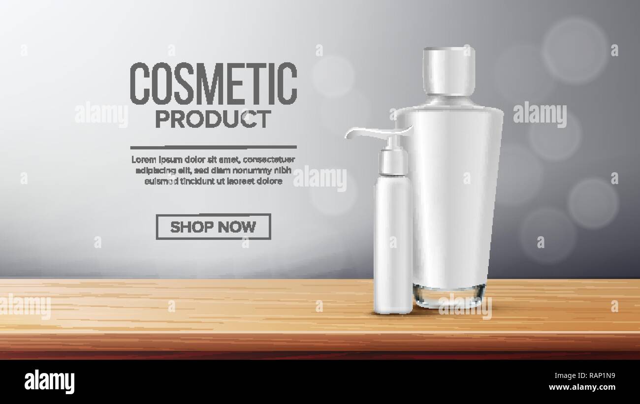Cosmetic Bottle Poster Vector. Marketing Ads. Facial Care. Beauty ...