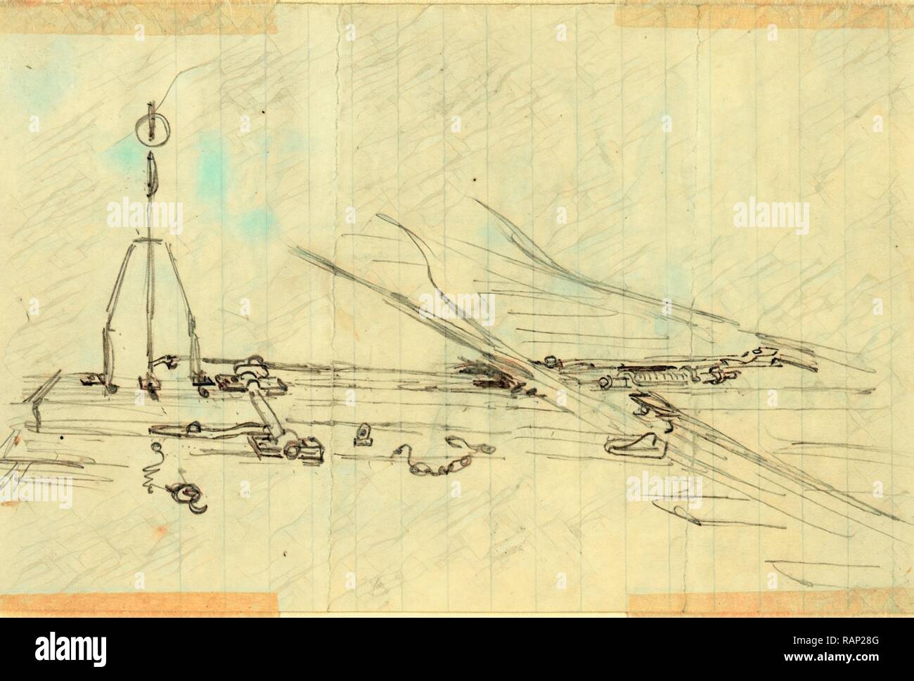 Switch on a railroad track, 1860-1865, drawing, 1862-1865, by Alfred R ...