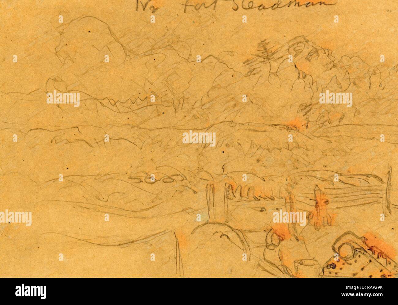Nr Fort Steadman, 1864-1865, drawing, 1862-1865, by Alfred R Waud, 1828 ...