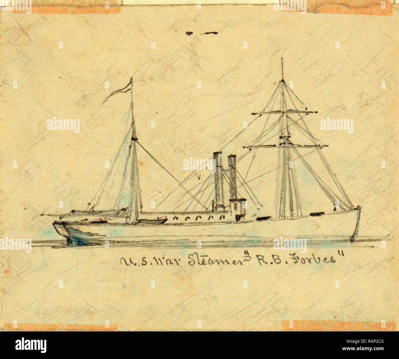 U.S. War Steamer R.B. Forbes, between 1860 and 1865, drawing on cream ...