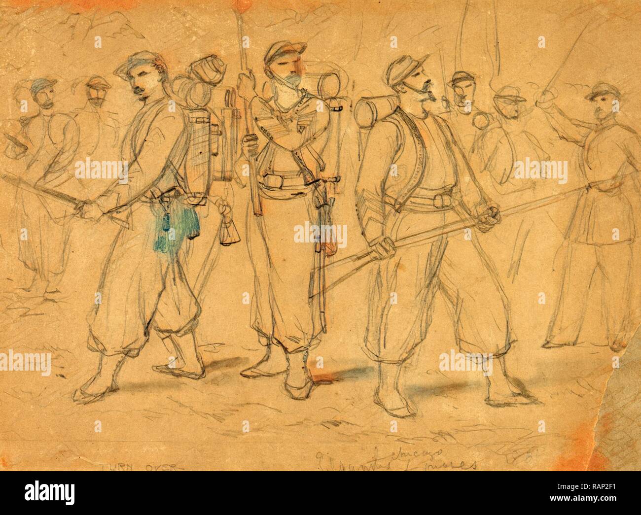 Elsworths Chicago Zouaves, 1861, drawing, 1862-1865, by Alfred R Waud ...