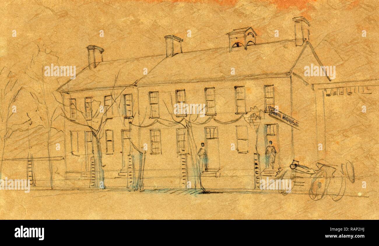The Owen's House, Wash. D, 1865, assassination of Lincoln, drawing ...