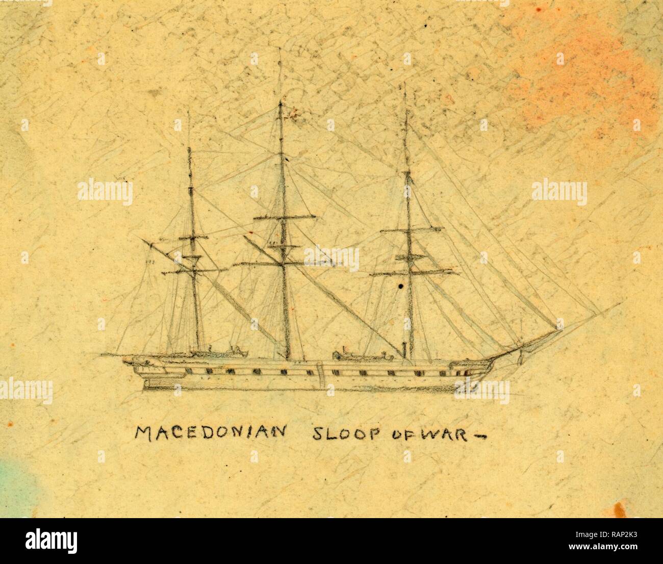 Macedonian, sloop of war, between 1860 and 1865, drawing on cream paper ...