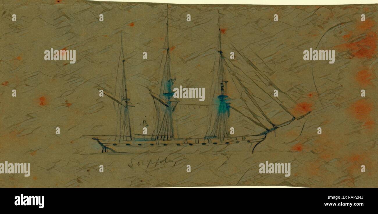 Supply, Broadside view of frigate, 1860-1865, drawing, 1862-1865, by ...