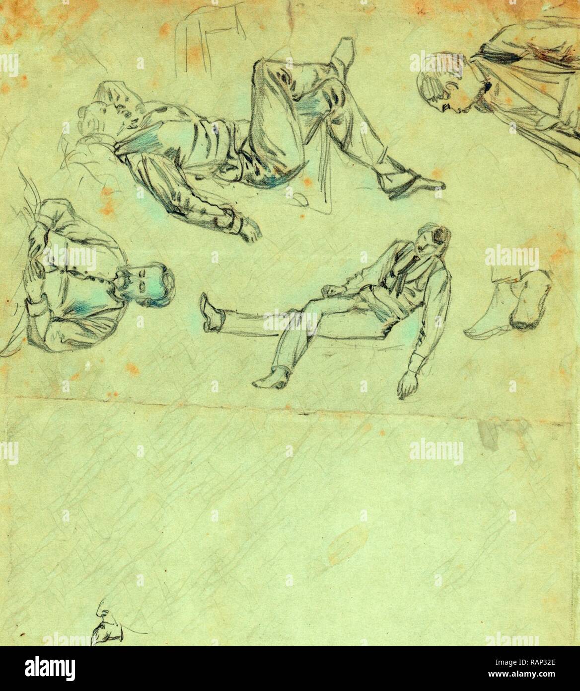 Sketches of figures in repose, 1865, drawing, 1862-1865, by Alfred R ...