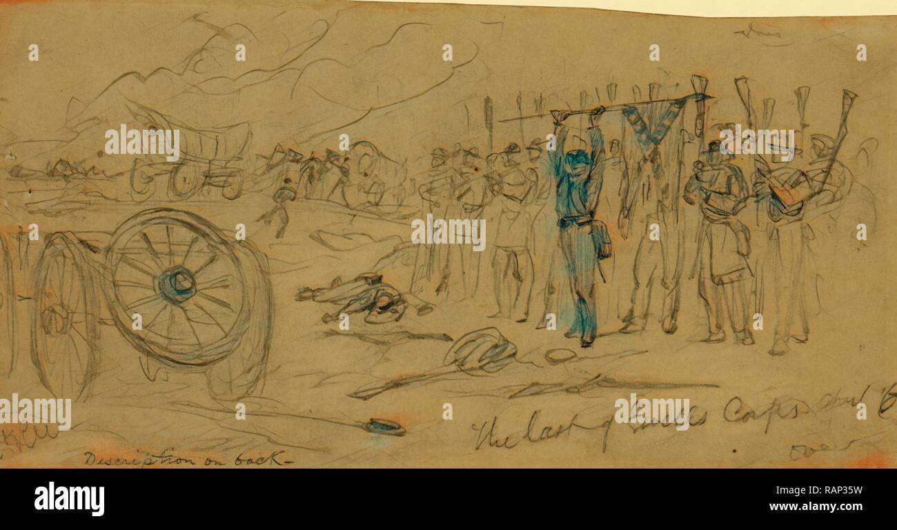 The last of Ewells corps April 6, drawing, 1862-1865, by Alfred R Waud ...