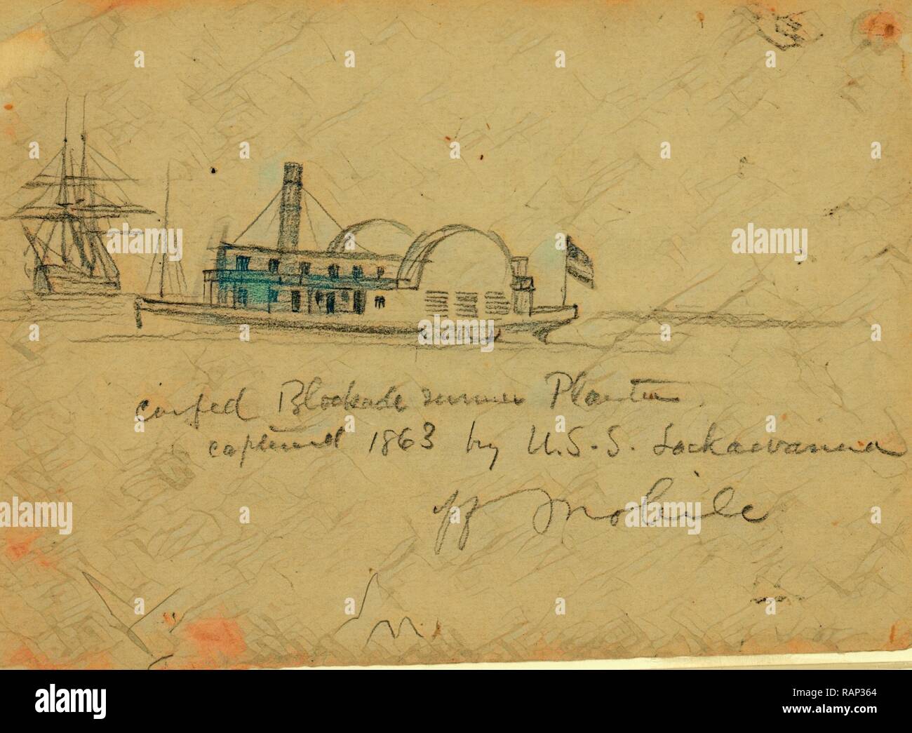 Confed. Blockade runner Planter captured 1863 by U.S.S. Lackawanna off ...