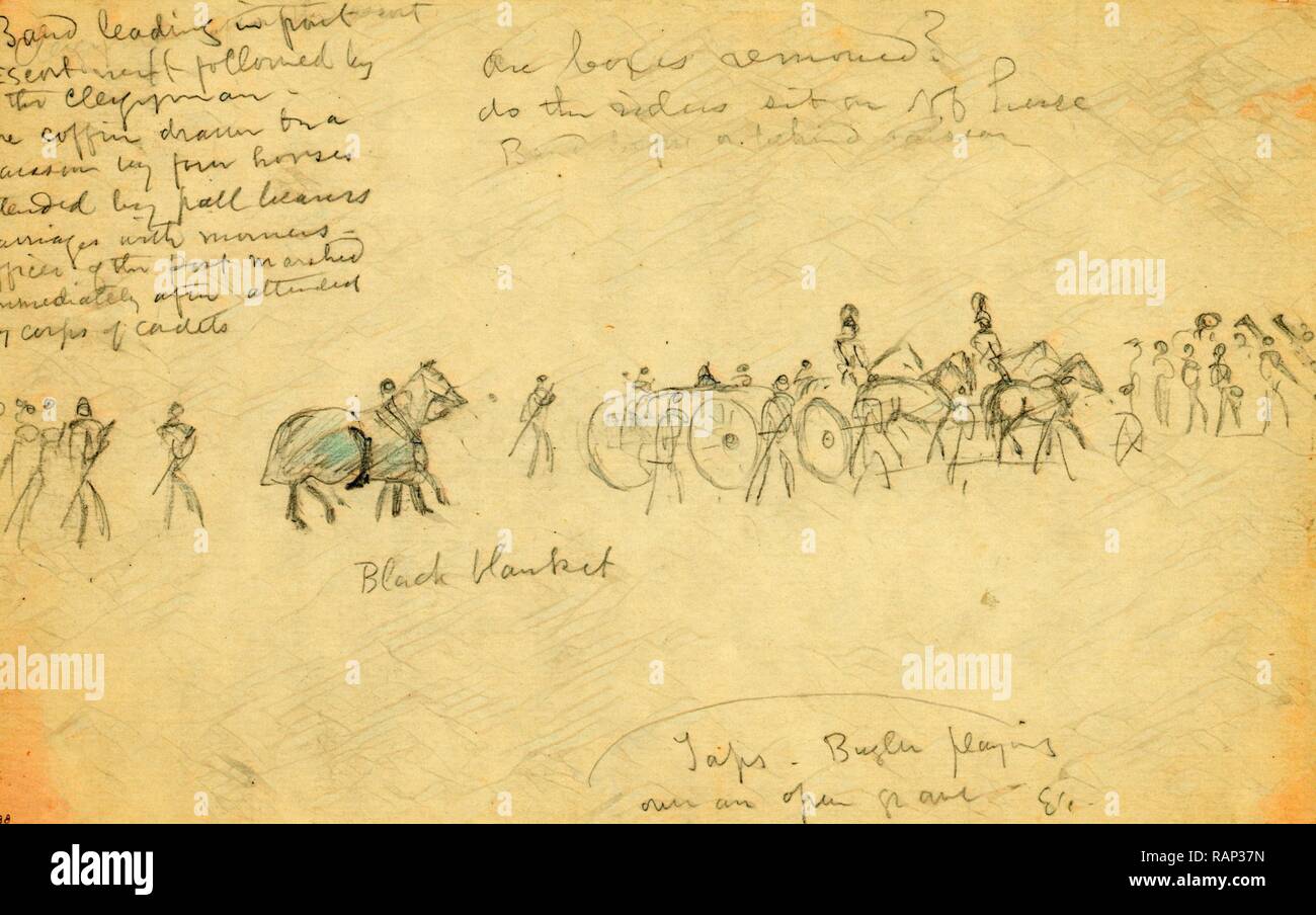 A military funeral, drawing, 1862-1865, by Alfred R Waud, 1828-1891, an ...