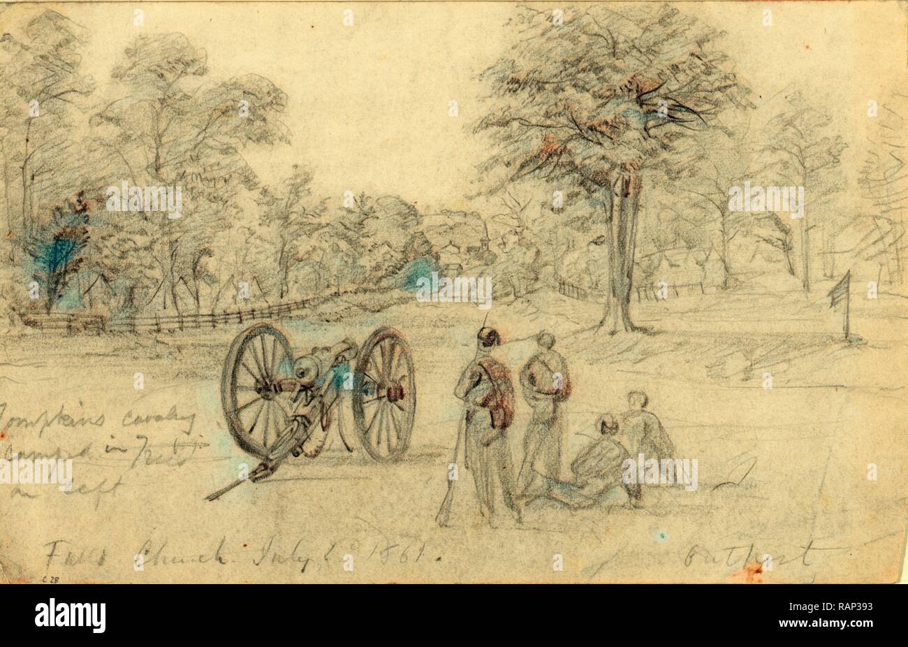 Falls Church, July 1st, 1861, Outpost, drawing, 1862-1865, by Alfred R ...