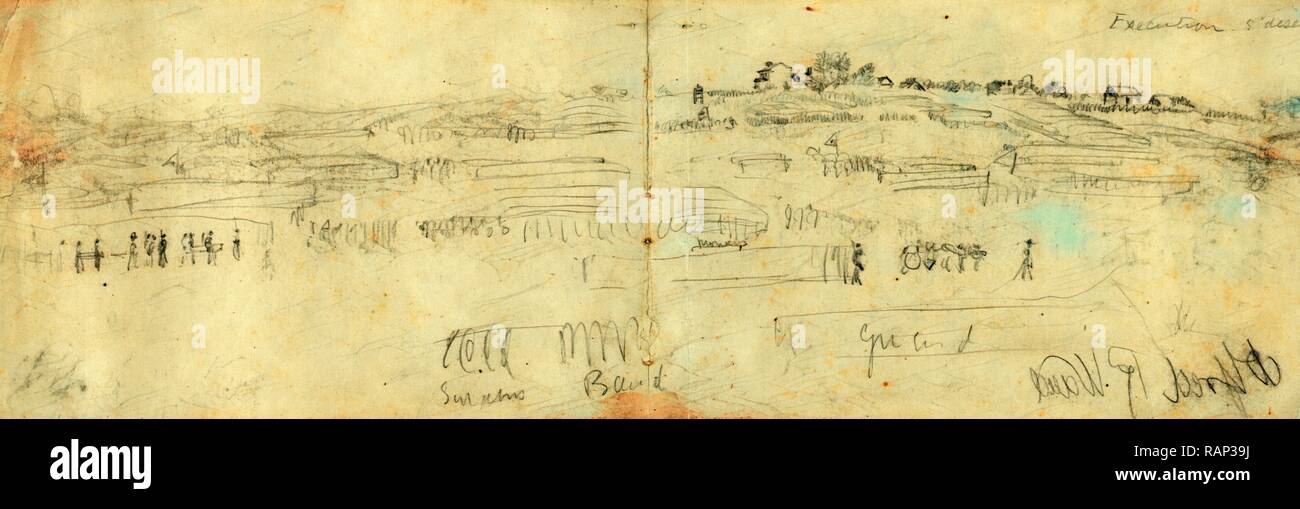 Execution 5 deserters, drawing, 1862-1865, by Alfred R Waud, 1828-1891 ...