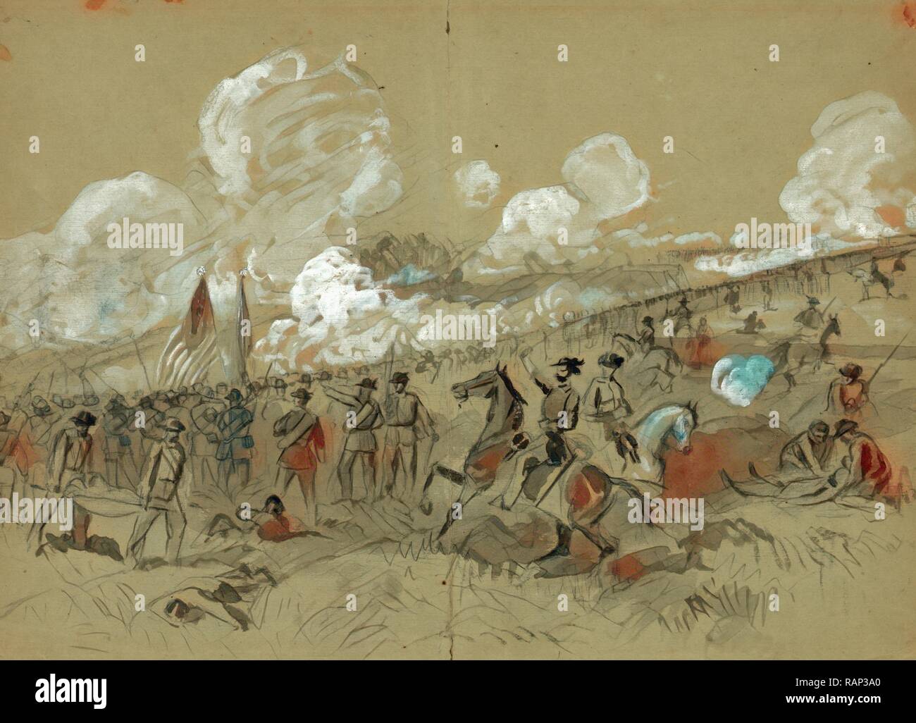 Colonel Burnside's brigade at Bull Run, drawing, 1862-1865, by Alfred R ...