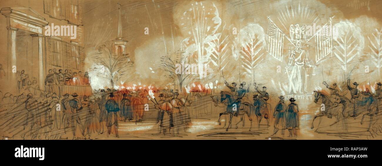 In front of McClellans house, drawing, 1862-1865, by Alfred R Waud ...