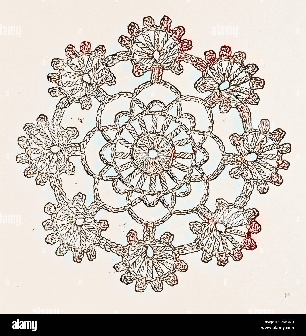 CROCHET ROSETTE, NEEDLEWORK, 19th CENTURY EMBROIDERY. Reimagined by ...
