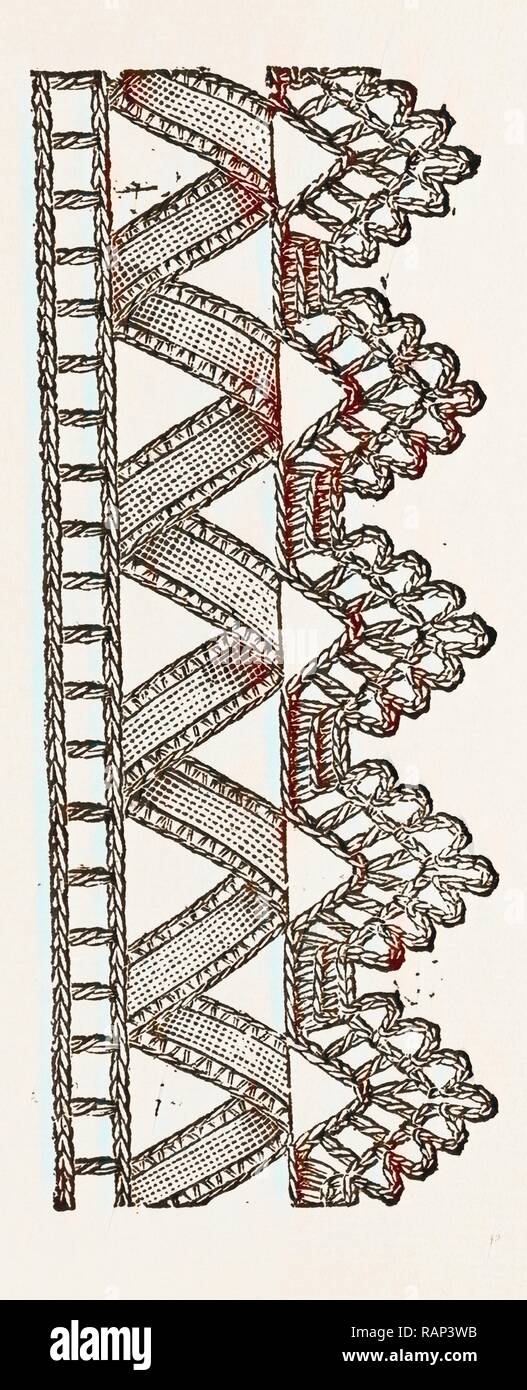 LACE EDGING, NEEDLEWORK, 19th CENTURY. Reimagined by Gibon. Classic art ...