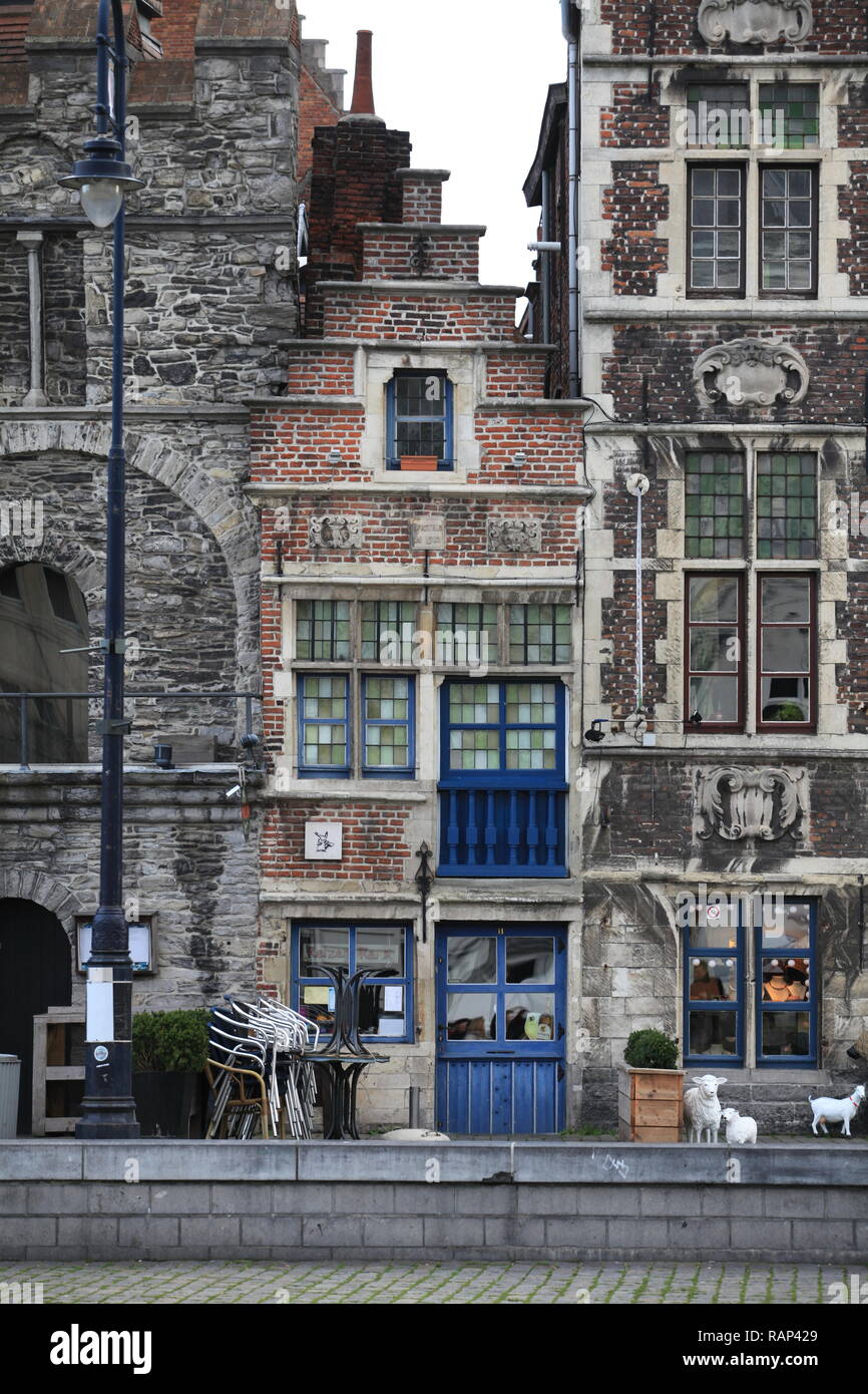 Brussels, Belgium December 6, 2013 Flemish architecture, facade of a ...