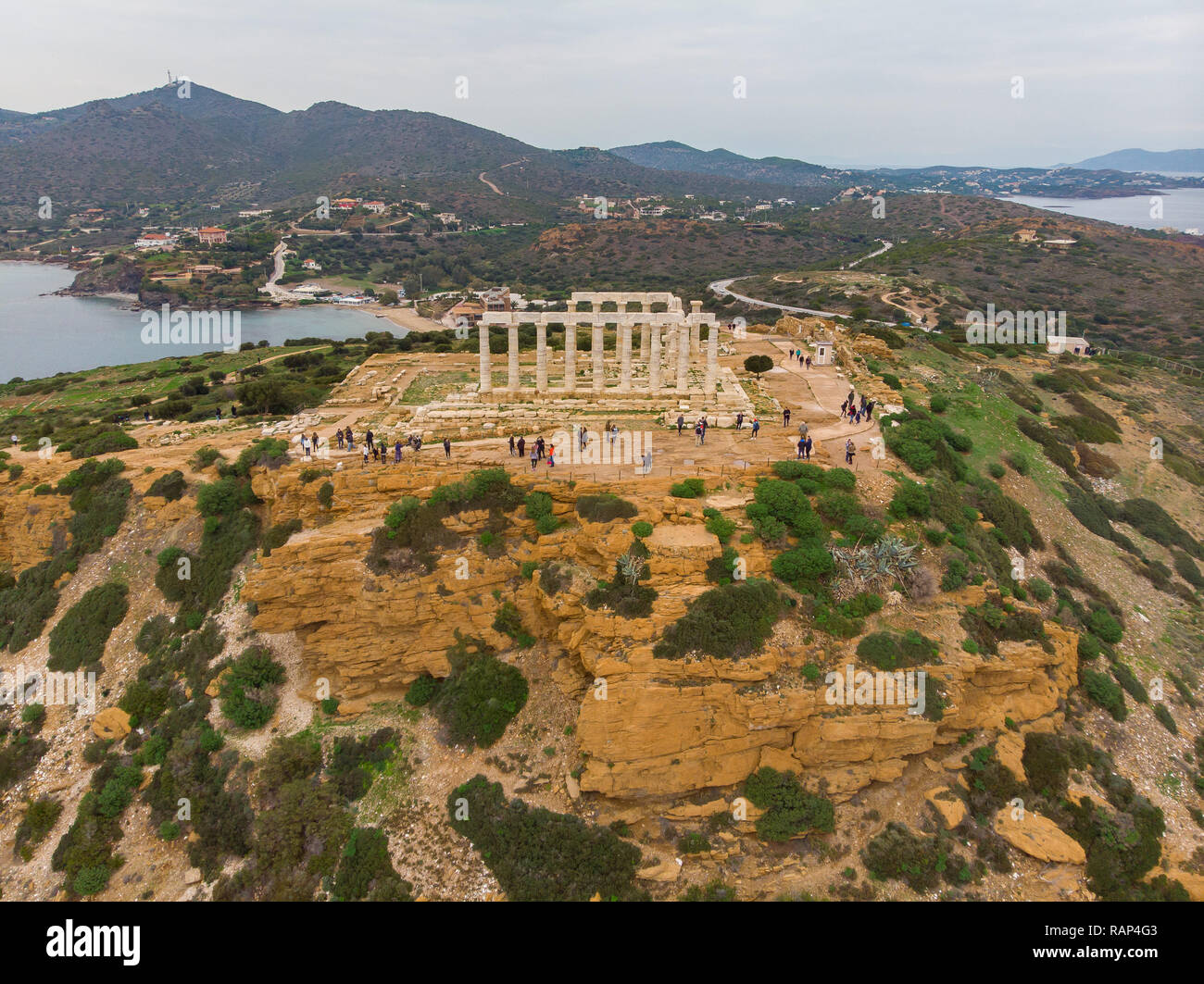 The temple of Poseidon at cape Sounio in Greece Stock Photo - Alamy
