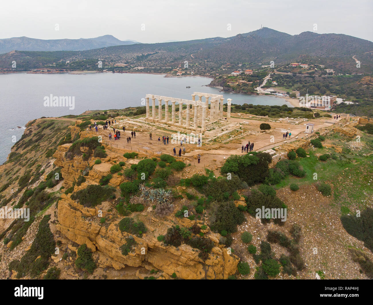 The temple of Poseidon at cape Sounio in Greece Stock Photo - Alamy