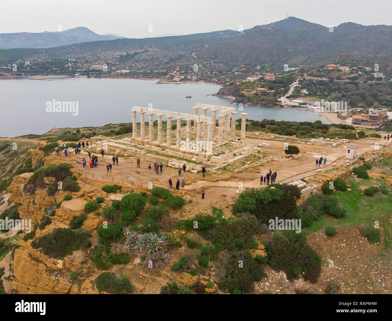 The temple of Poseidon at cape Sounio in Greece Stock Photo - Alamy