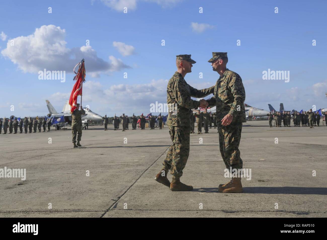 U.S. Marine Corps Lt. Col. Harry F. Thomas, outgoing Commanding Officer ...