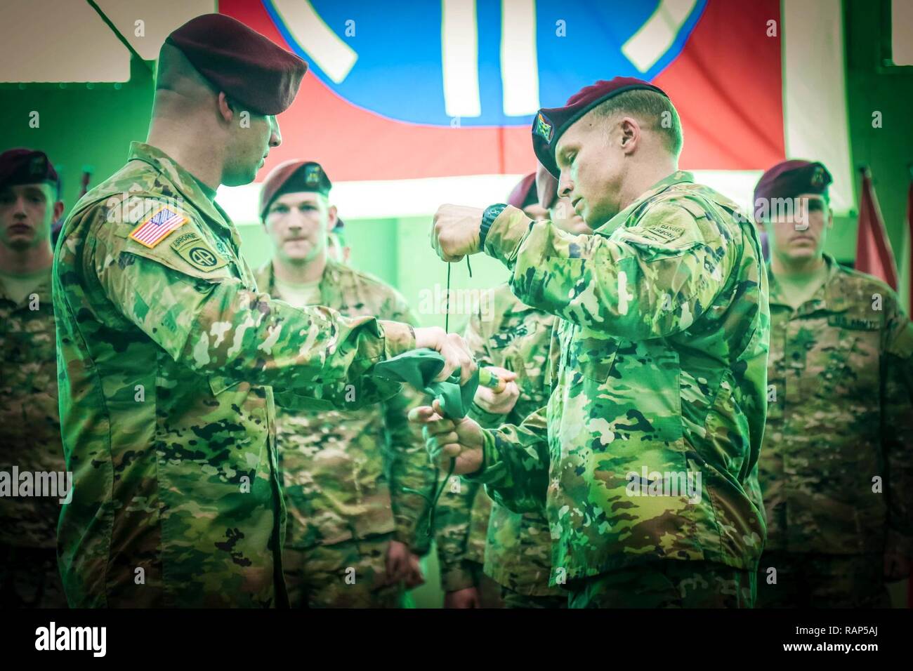 1st Sgt. Adam Herbst of the Fox Company Pathfinders ties the final knot ...