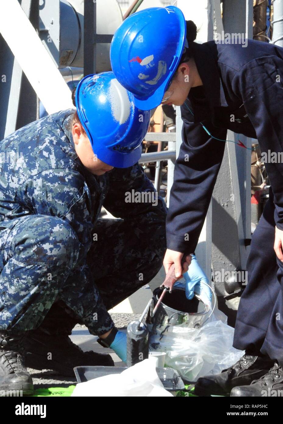 YOKOSUKA, Japan (Feb. 22, 2017) - Seaman Sarah Senato, left, and Seaman ...