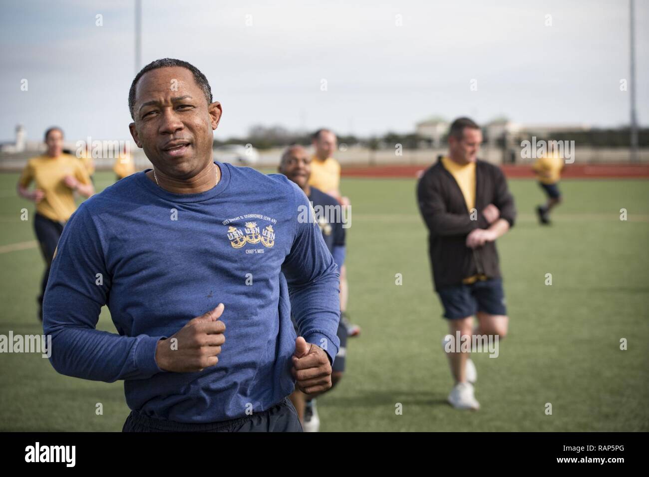 NORFOLK, Va. (Feb. 21, 2017) Command Master Chief Tyrone Blockton leads ...