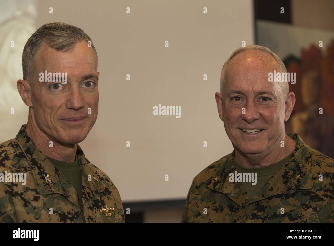 U.S. Navy Capt. Dwight Horn, left, 3rd Marine Division Chaplain, and ...