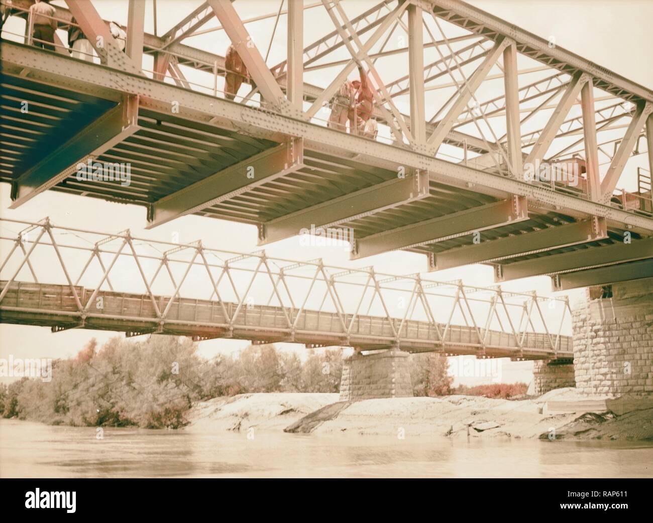 Allenby Bridge. New and old Allenby bridges. 1934, Jordan. Reimagined ...