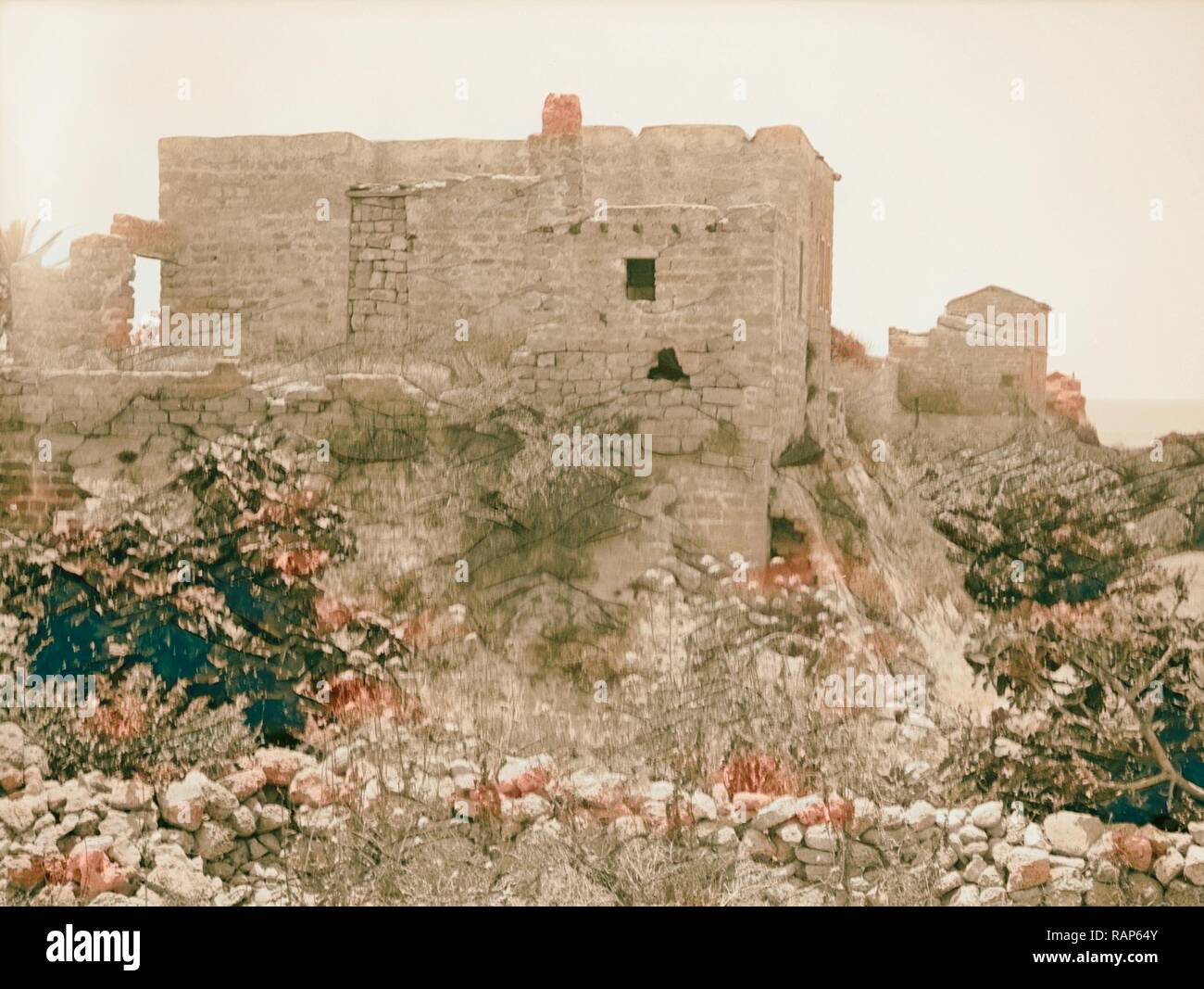 Caesarea (Kaisarieh) N. East corner of Crusader rampart & moat. 1938 ...