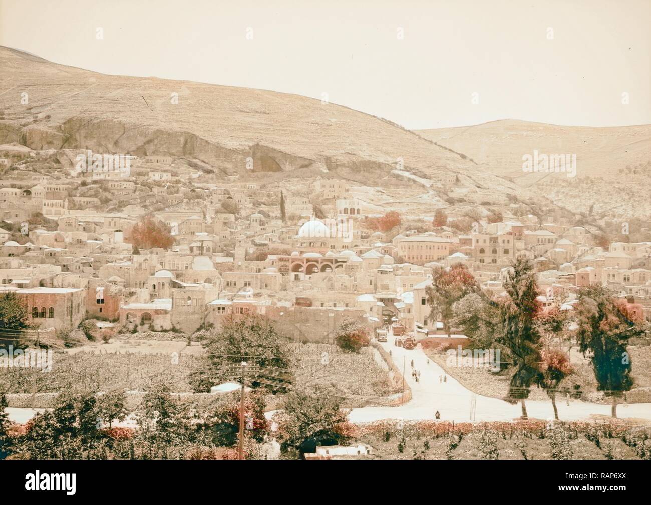 View of Nablus, Middle East, showing Mt. Gerizim in background. 1934 ...