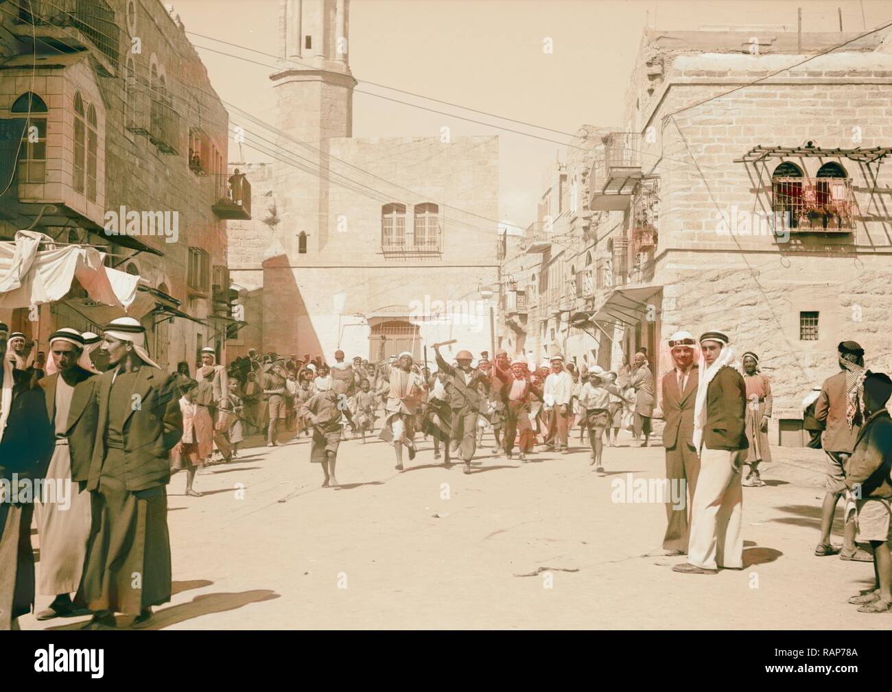 Rebel attack on Bethlehem, Sept. 14, 1938 Arab youths agitating ...