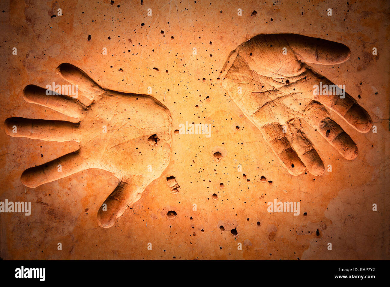 Handprint on stone hi-res stock photography and images - Alamy