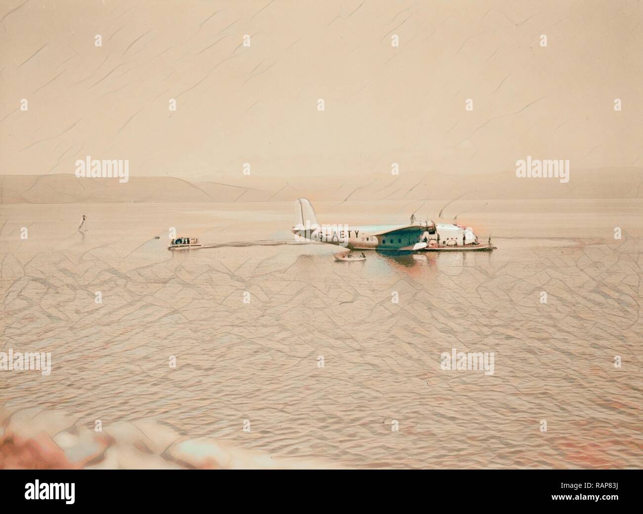 Imperial Airways flying boat 'Clio' on the Sea of Galilee. 1934, Israel ...