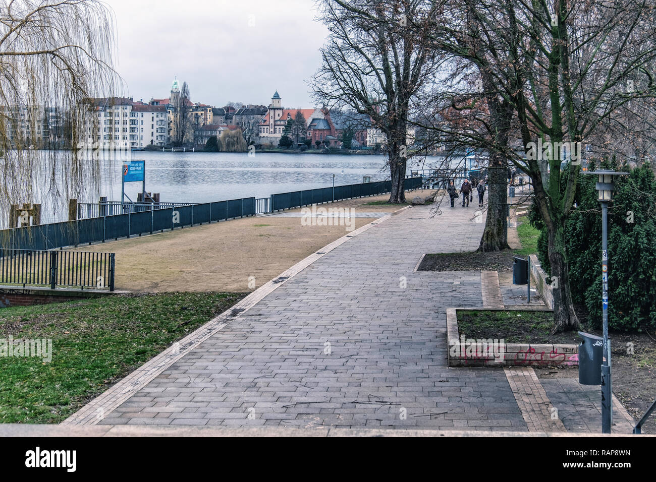 Berlin-Köpenick, View of river Dahme, riverside walk,old buildings ...