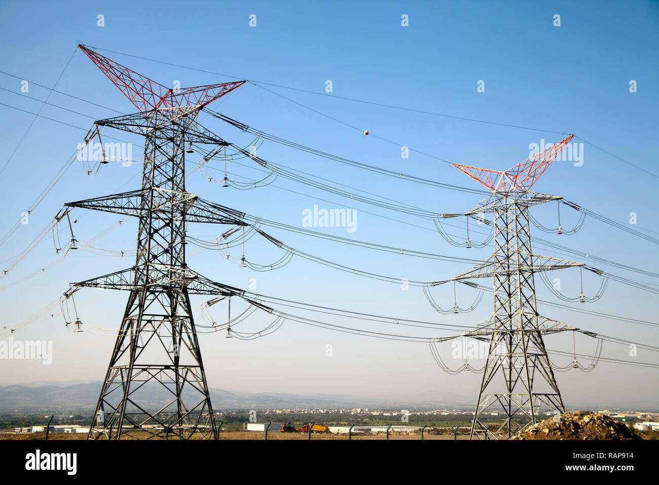 High Voltage Industrial Power Post Energy Electric Poles Photo Stock ...