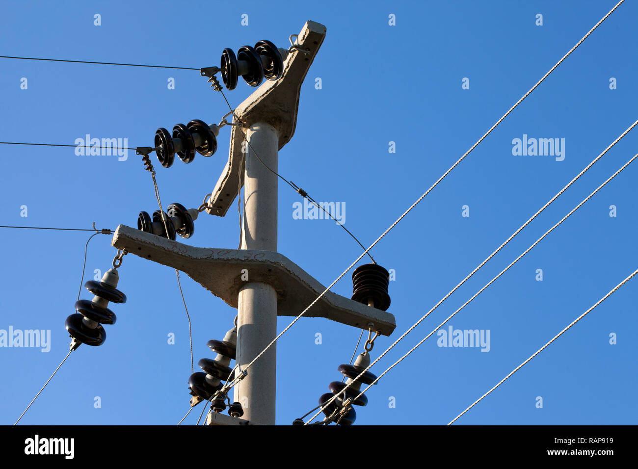 High Voltage Industrial Power Post Energy Electric Poles Photo Stock ...