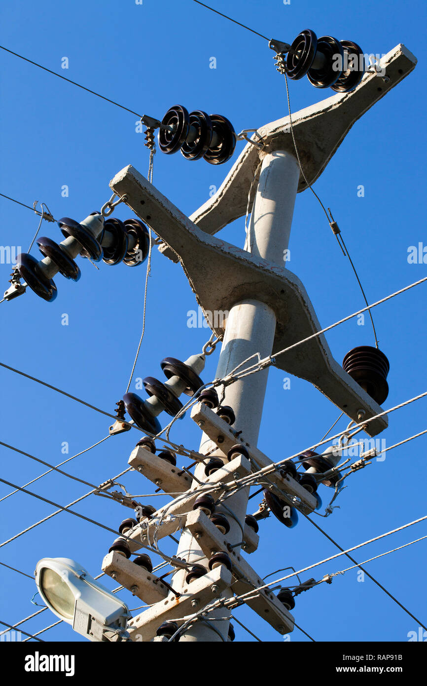 High Voltage Industrial Power Post Energy Electric Poles Photo Stock ...