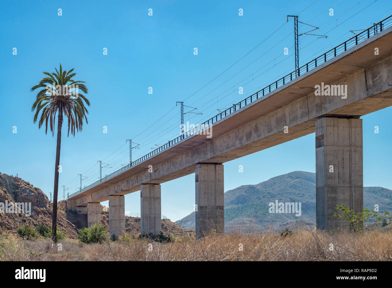 Modern railway viaduct on a high speed line in Spain Stock Photo - Alamy