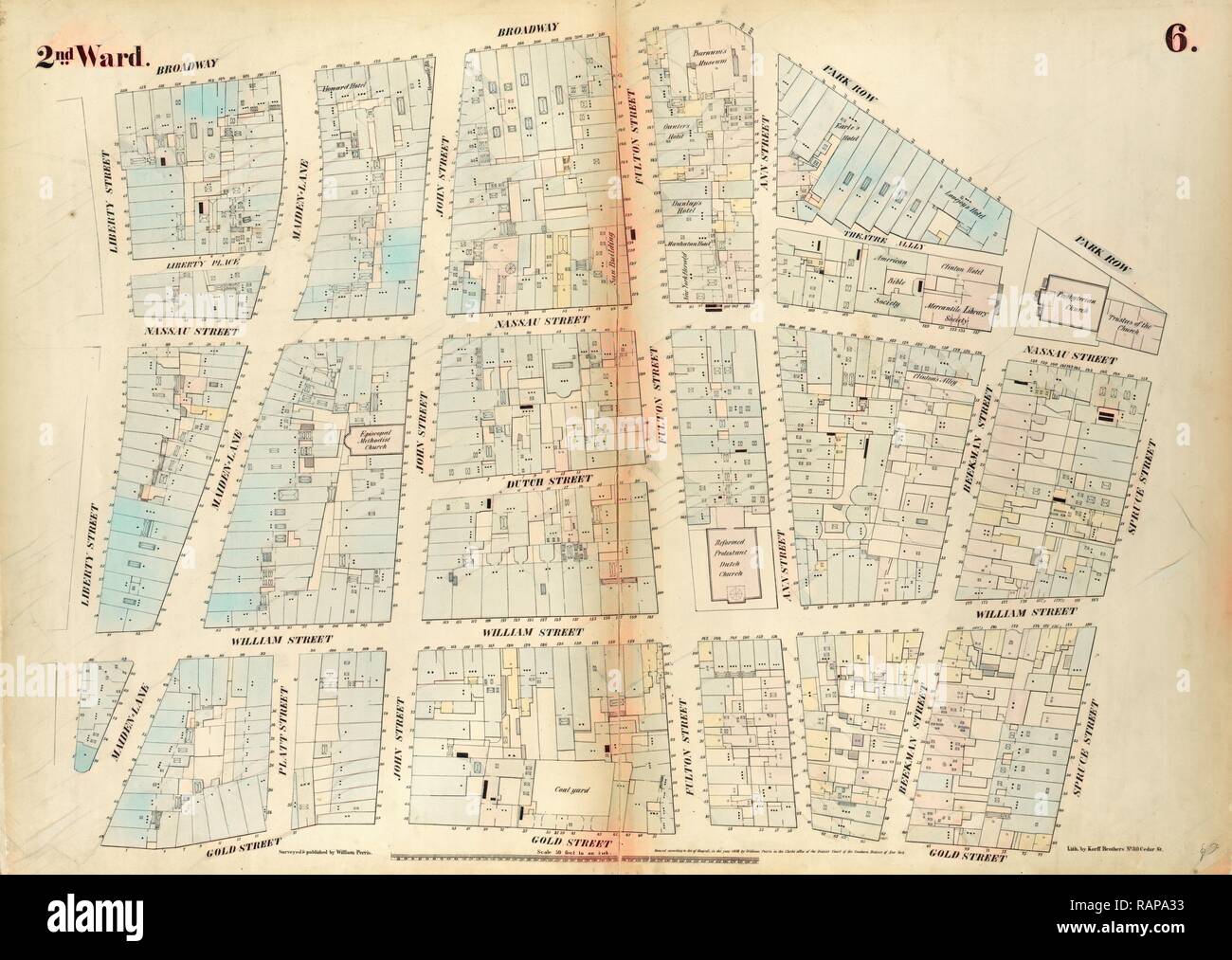 Plate 6: Map bounded by Broadway, Park Row, Spruce Street, Gold Street ...