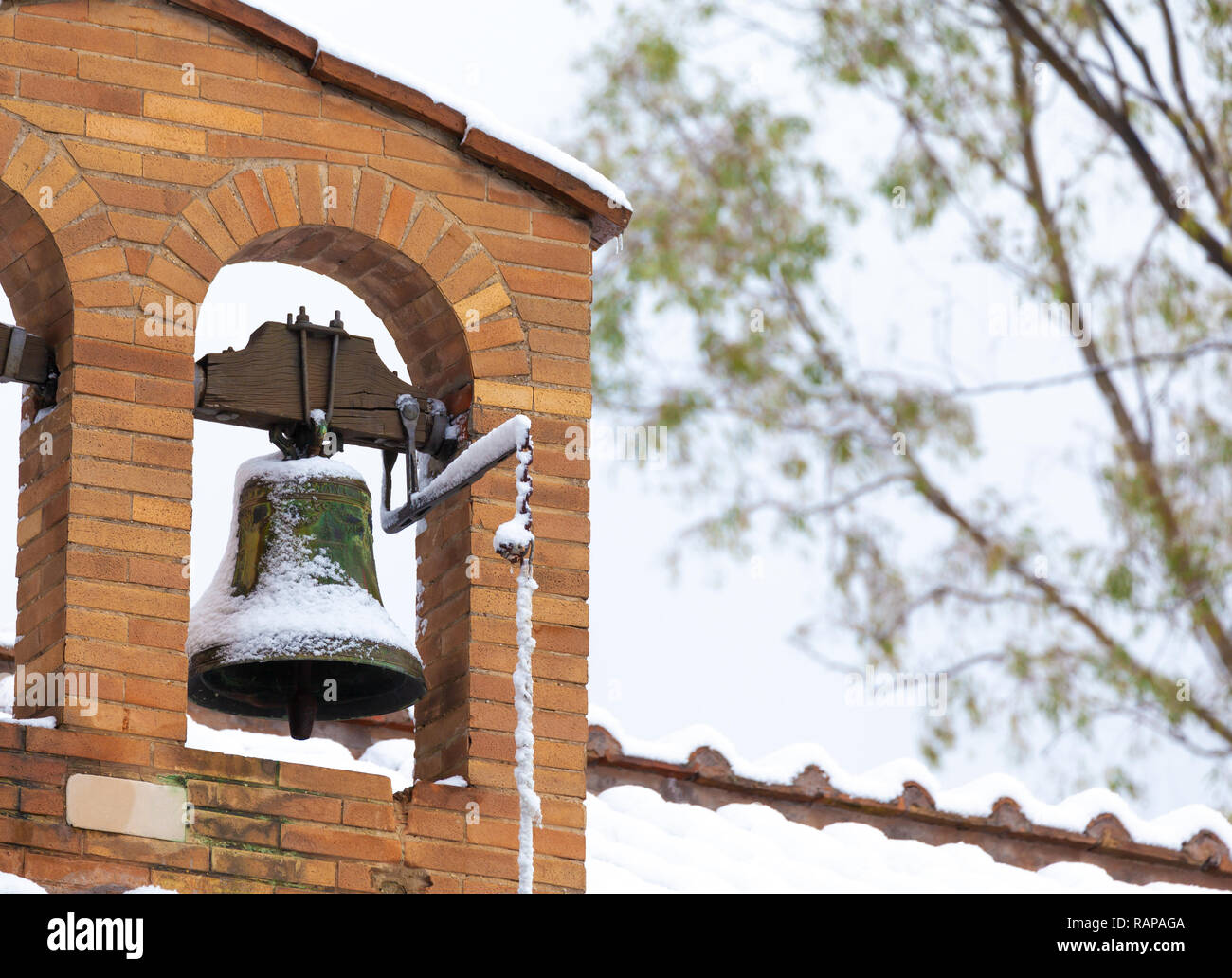 Little Church Bell after a snowfall in winter Stock Photo - Alamy