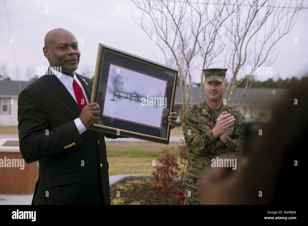 Grover C. Lewis III displays the drawing of the Montford Point Museum ...