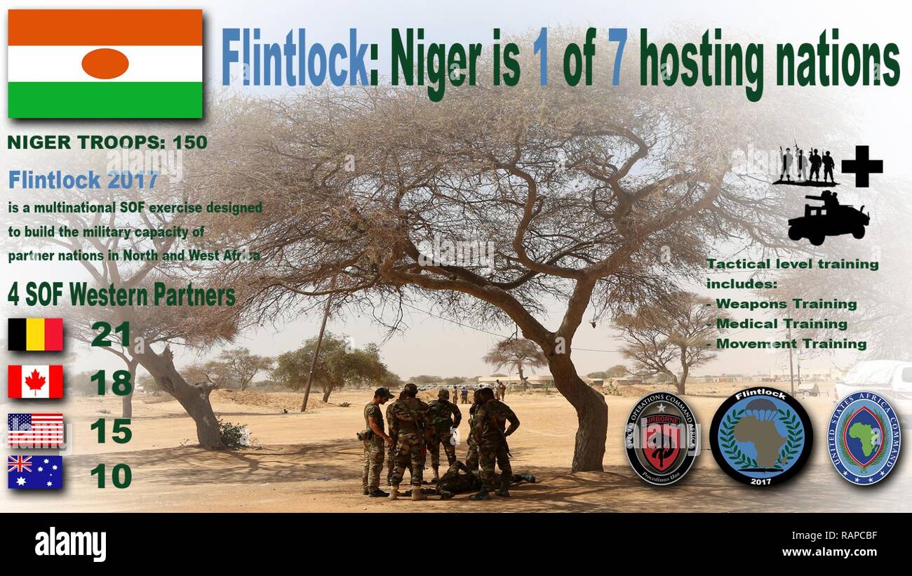An infographic regarding Flintlock 2017 activities in Niger Stock Photo ...