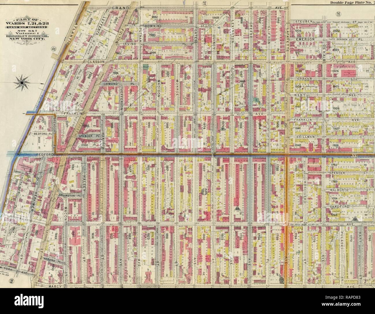 Double Page Plate No. 26: Bounded by Grand Avenue, Willoughby Avenue ...