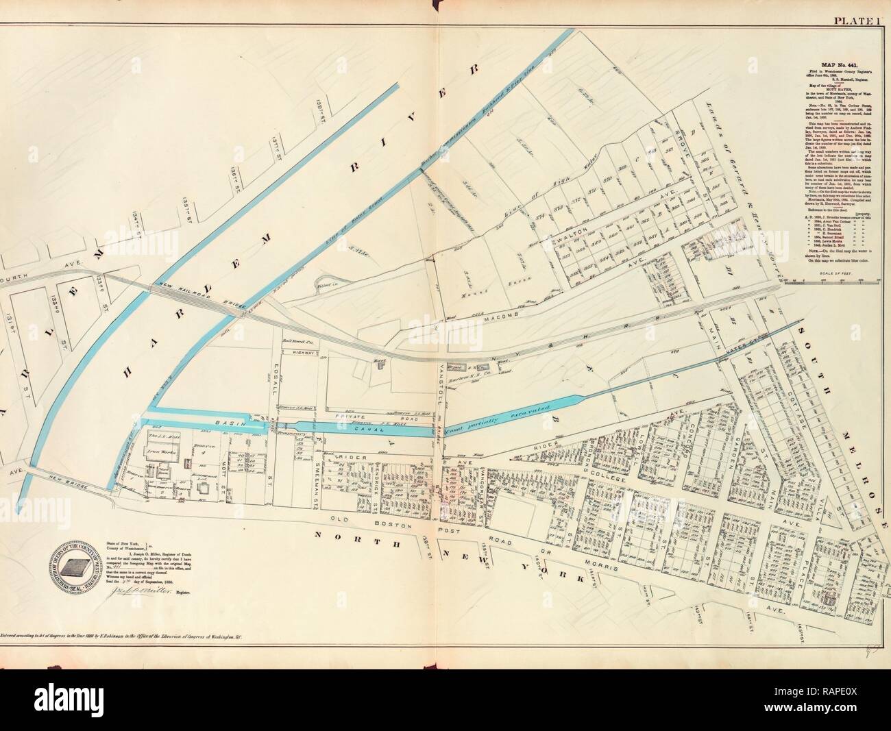 Plate 1: Map No. 441 Bounded by Fourth Avenue, 138th Street, ... Harlem ...