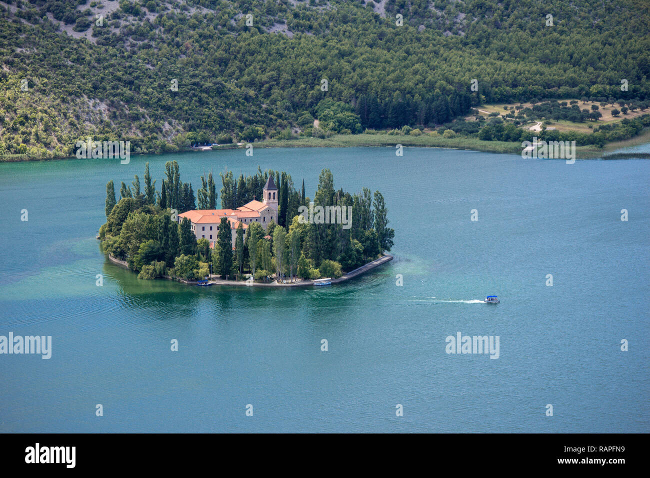 Island of Visovac monastery in Krka national park, Croatia Stock Photo - Alamy