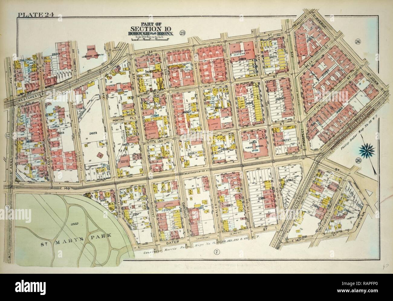 Plate 24, Part of Section 10, Borough of the Bronx. Bounded by E. 152nd ...