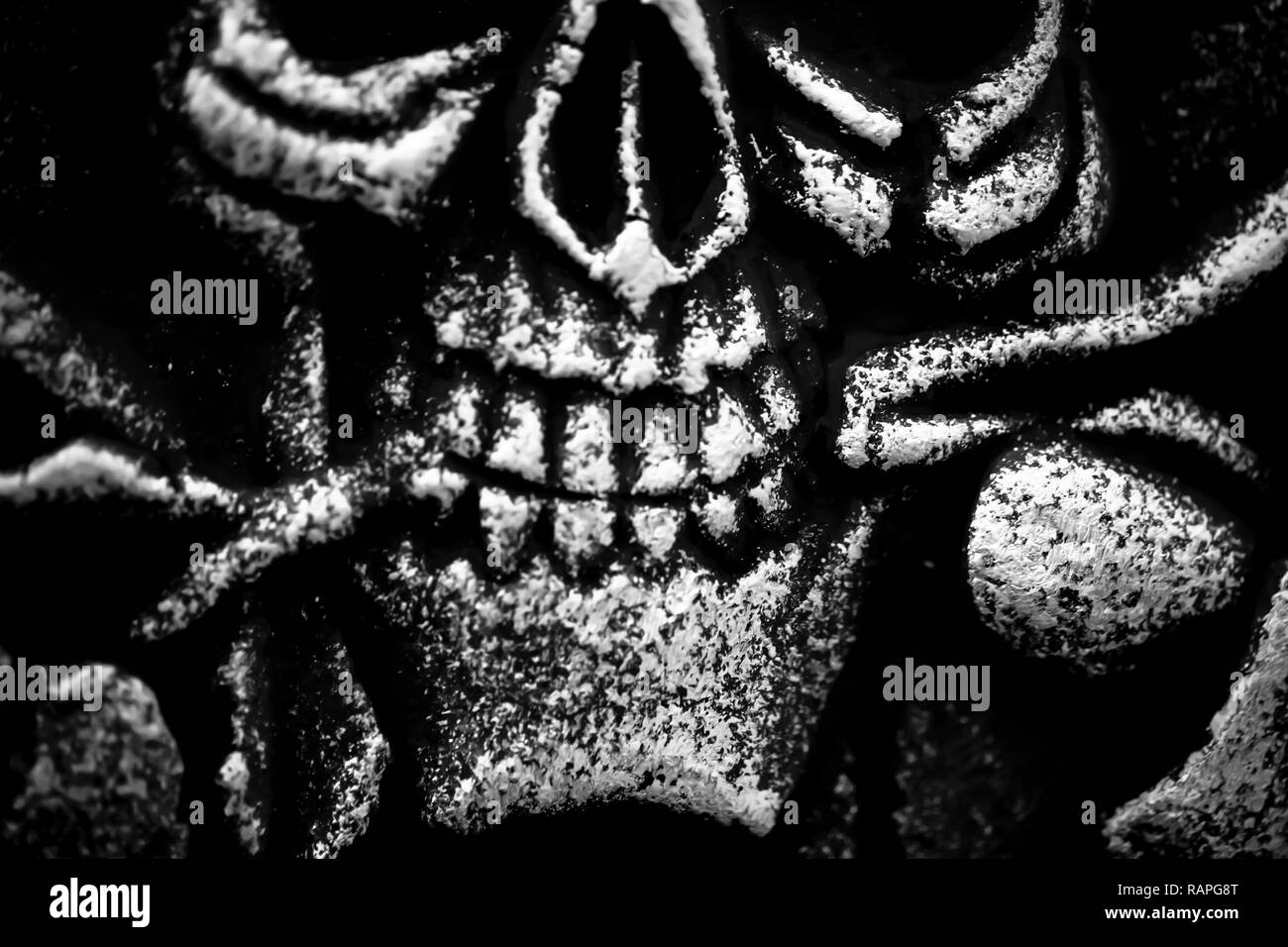 Scary Halloween Symbol Skull on Gravestone Background Photo Stock Photo ...