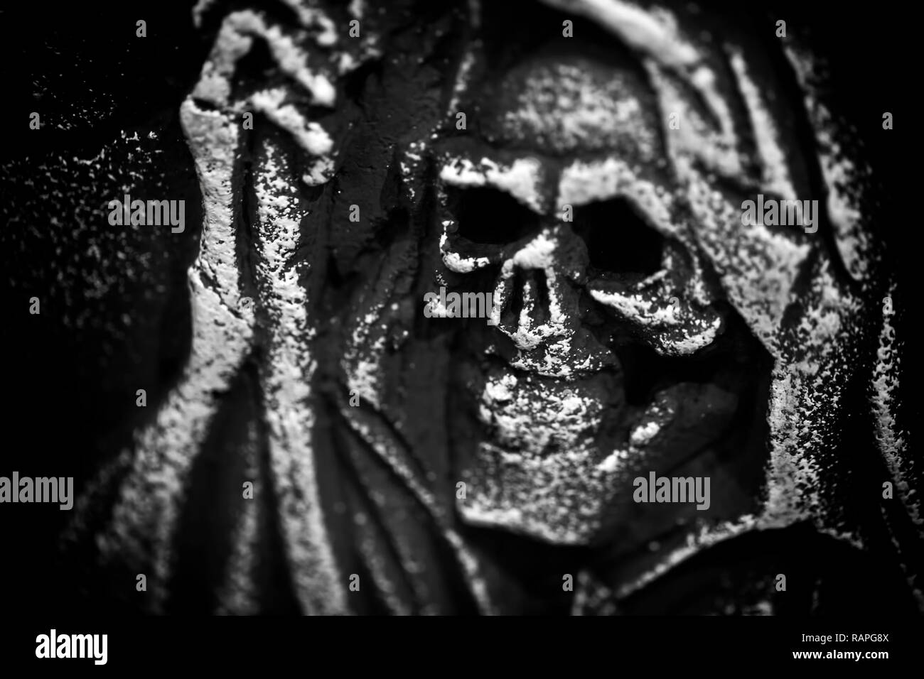 Scary Halloween Symbol Skull on Gravestone Background Photo Stock Photo ...